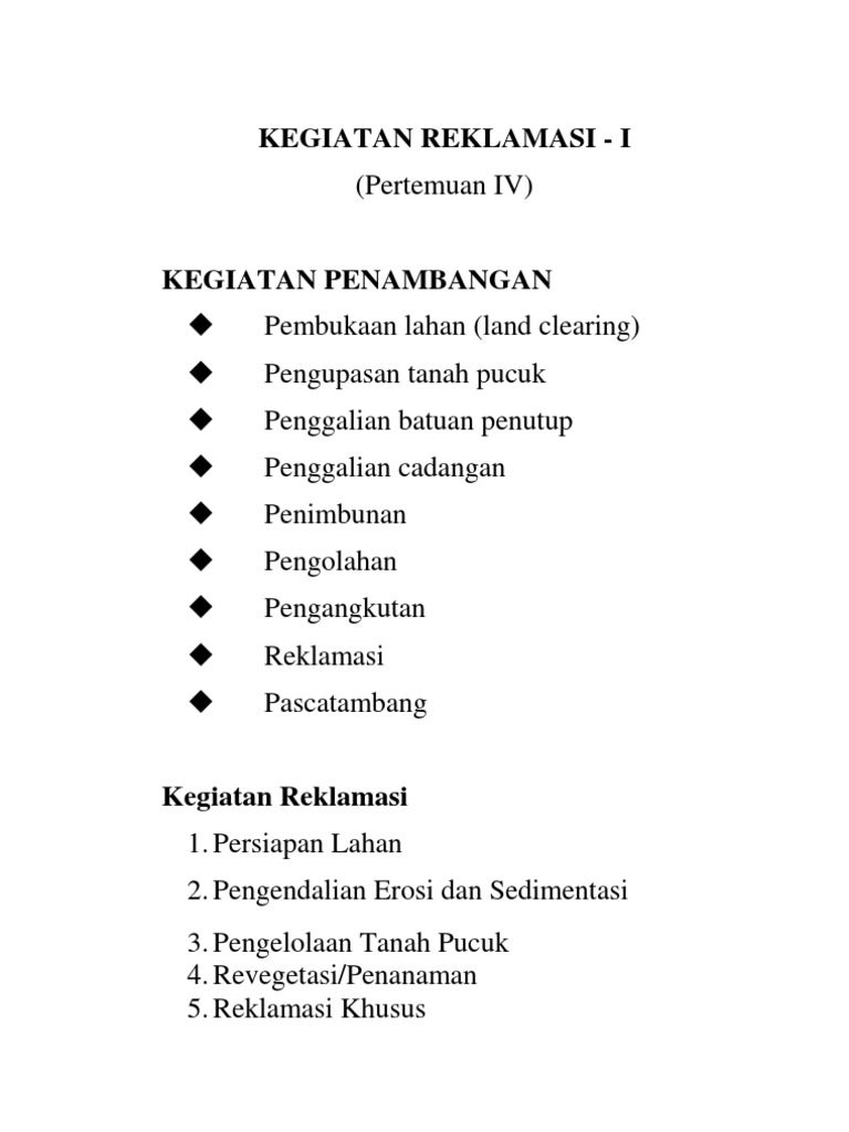 Proses dan Teknik Reklamasi Lahan Tambang | PDF
