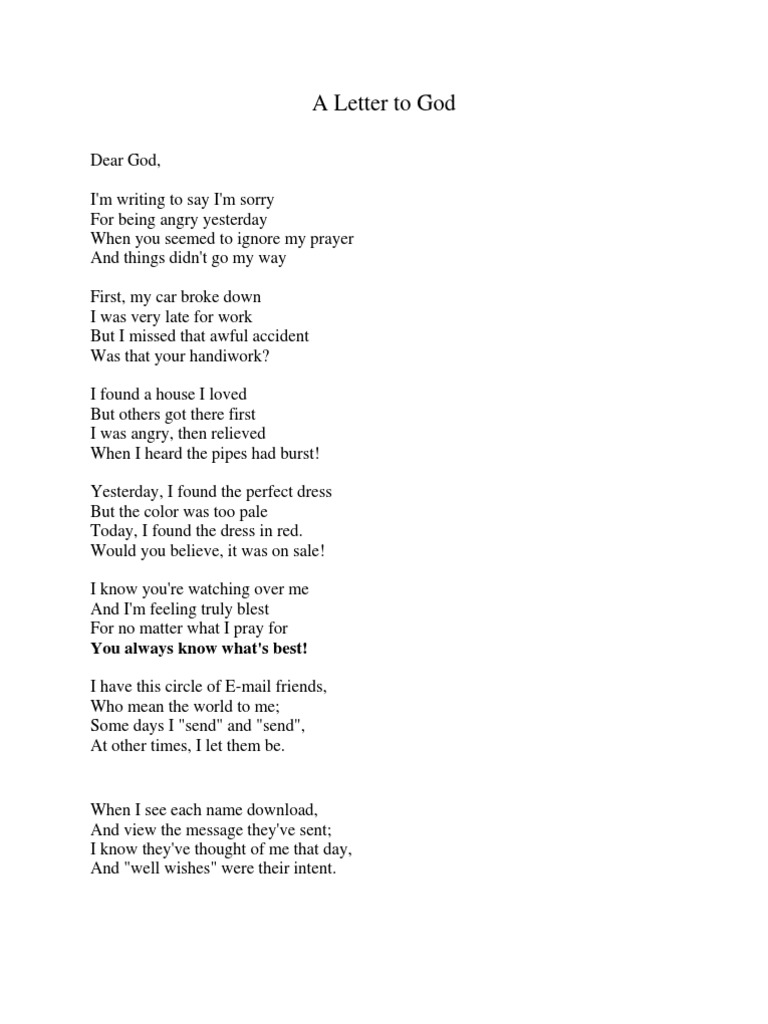 A Letter To God | PDF