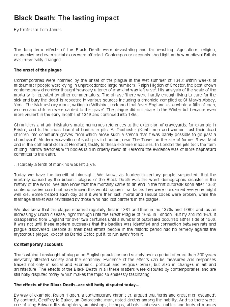 Black Death: The Lasting Impact: The Onset of The Plague | PDF | Black ...