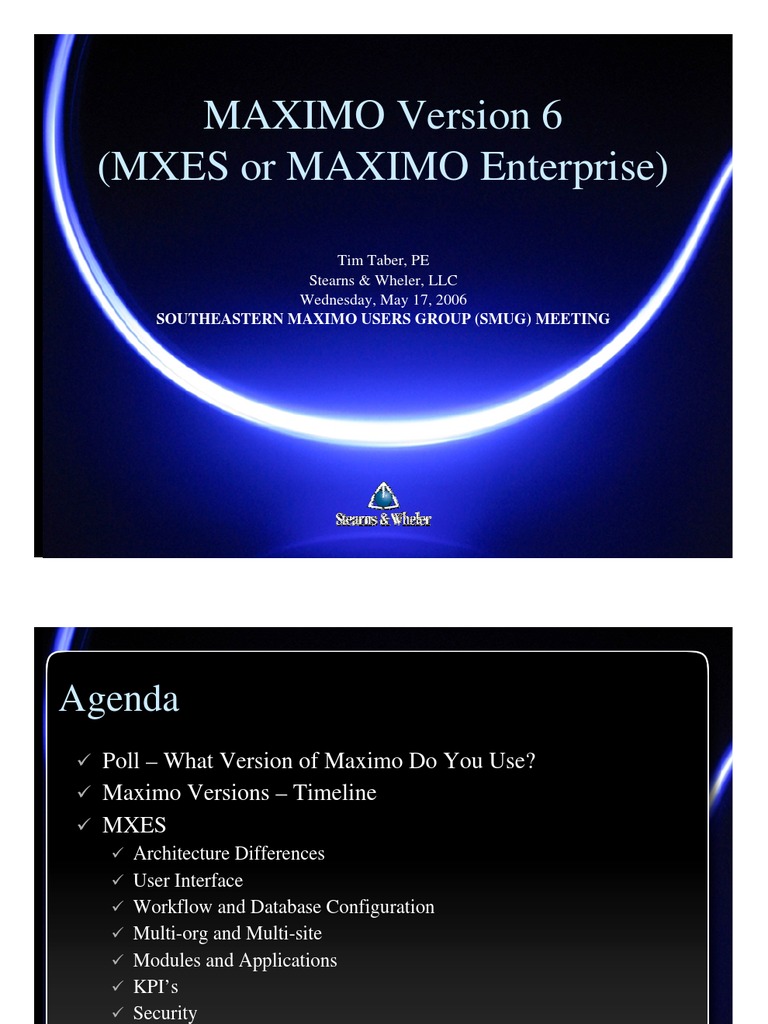 MAXIMO Version 6 (MXES or MAXIMO Enterprise) : Southeastern Maximo ...