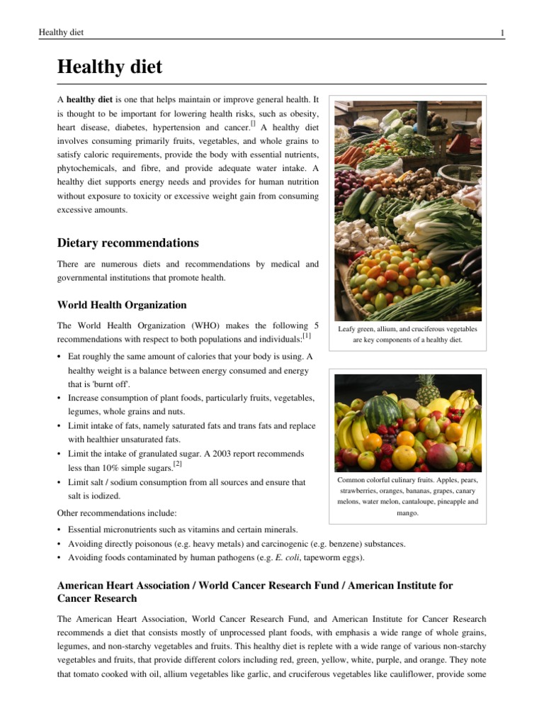 Healthy Diet: Dietary Recommendations | PDF | Healthy Diet | Dieting