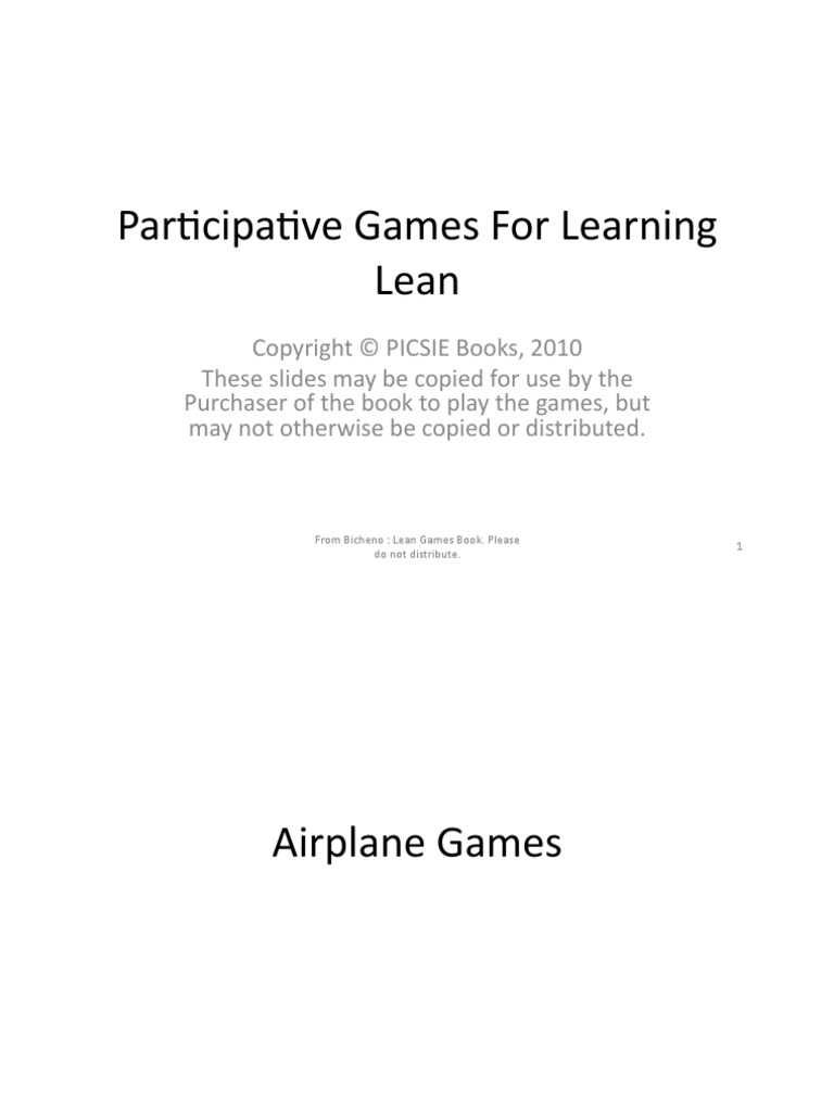 Lean Games Book - Slides | PDF | Envelope | Inventory