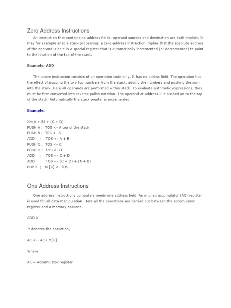 Zero Address Instructions | PDF | Central Processing Unit | Computer ...