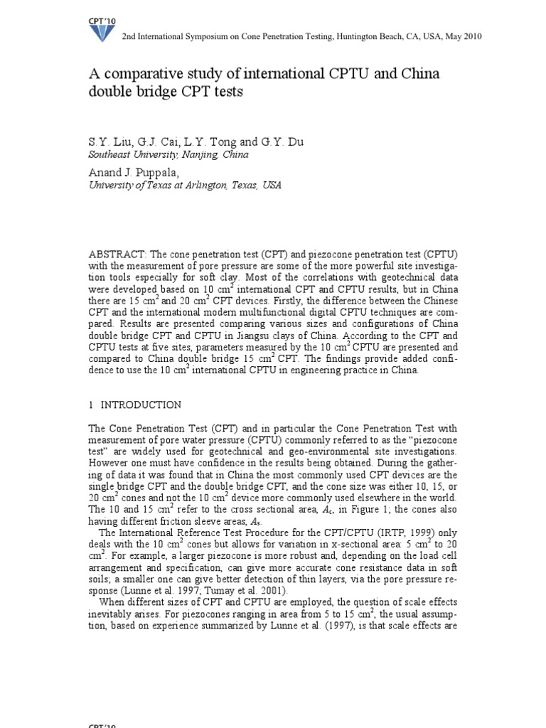 A Comparative Study of International CPTU and China Double Bridge CPT ...