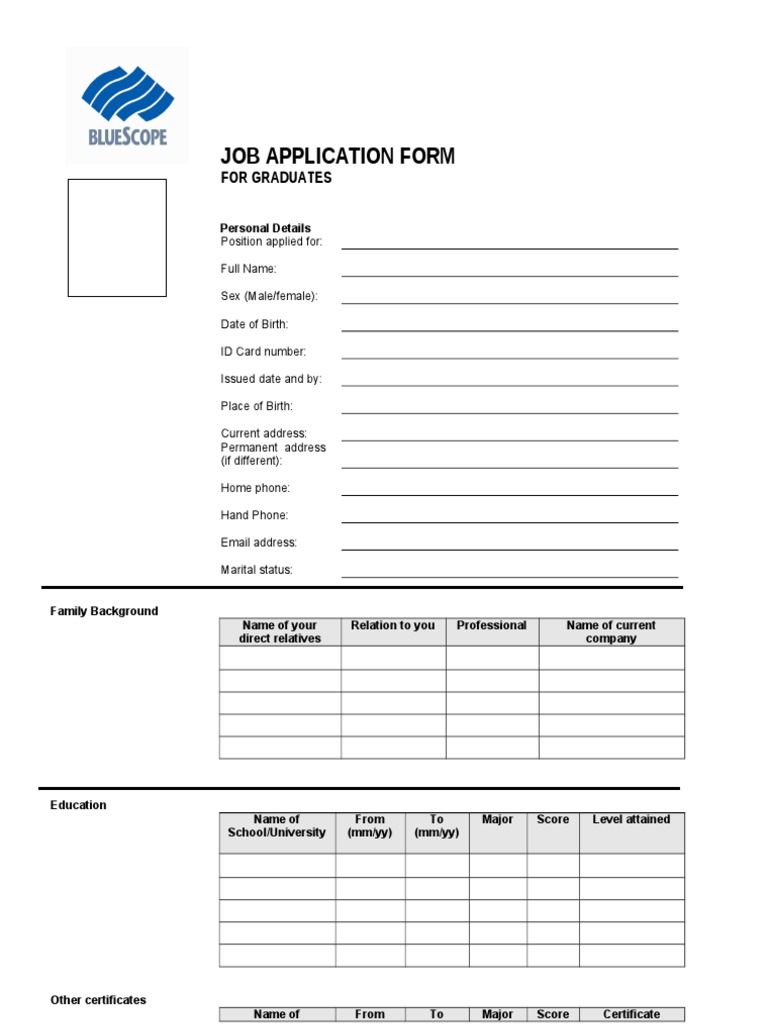 Job Application Form Template | PDF | University | Academia