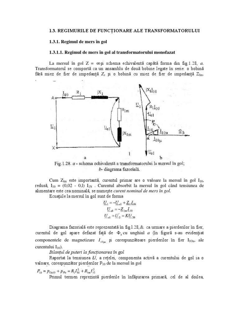 Regimul de Functionare Al Unui Transformator | PDF