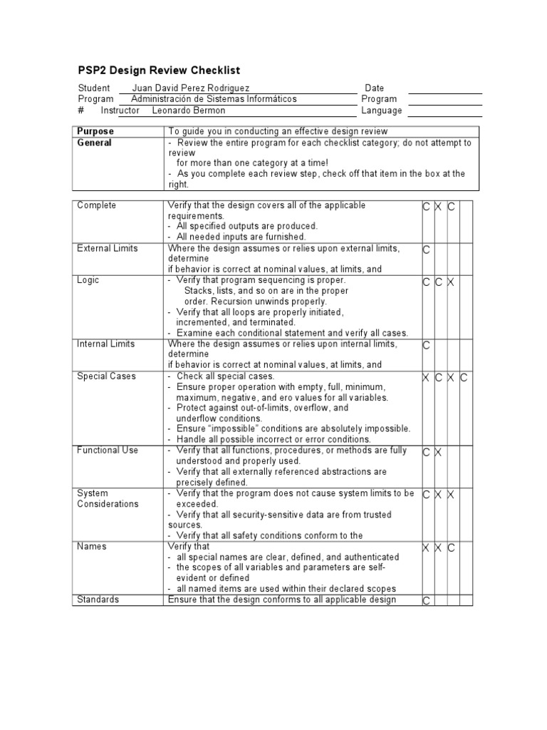 Plantillas Design Review Checklist, Code Review Checklist | PDF | C (Programming Language ...