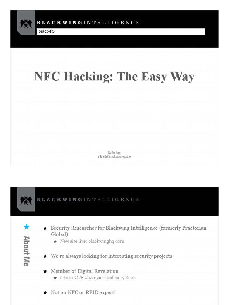 NFC Hacking Made Easy - Eddie Lee: Blackwing Intelligence | PDF | Radio ...
