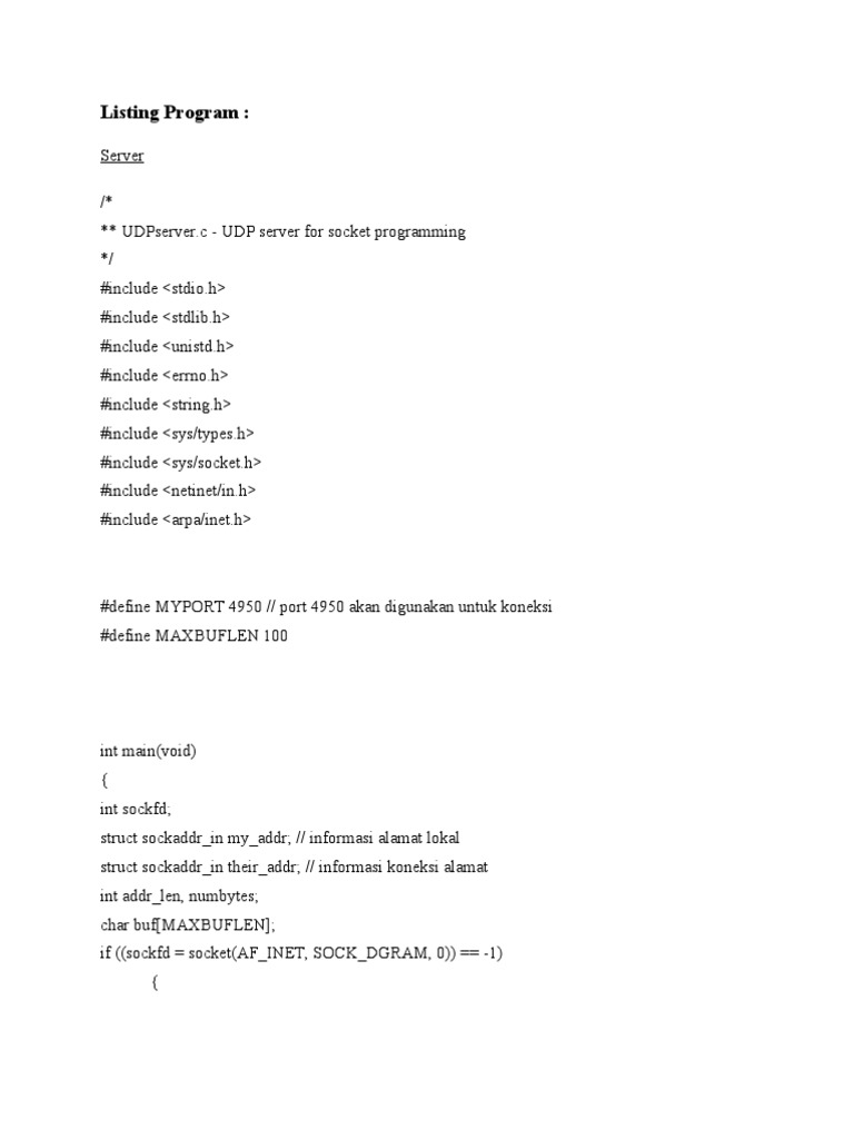 UDP Socket Programming Example | PDF | Business | Technology & Engineering