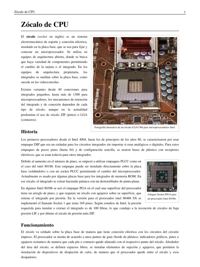 Zócalo de CPU | PDF | Unidad Central de procesamiento | Arquitectura de ...