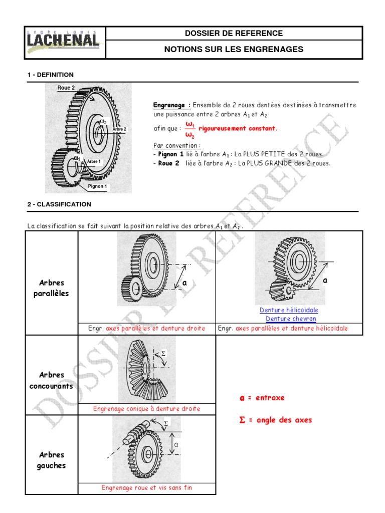 Engrenage_Prof.pdf | Cinématique | Ingénierie mécanique
