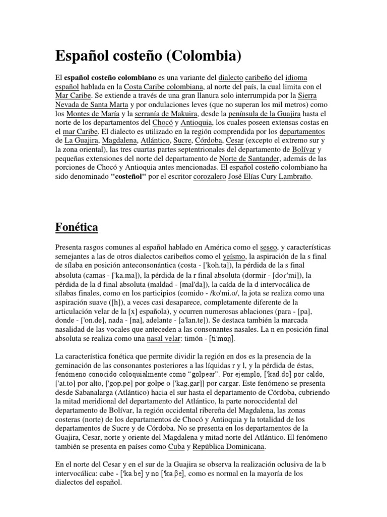 Dialectos Colombianos | PDF | Lengua española | Colombia