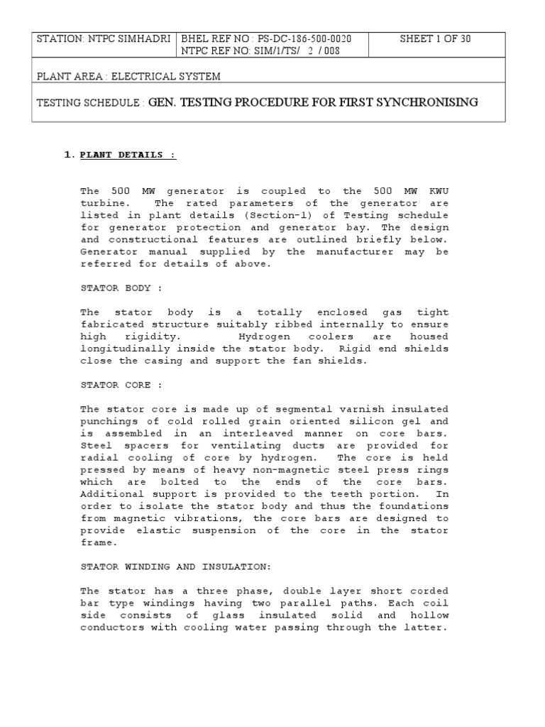 Gen Testing Schedule | PDF