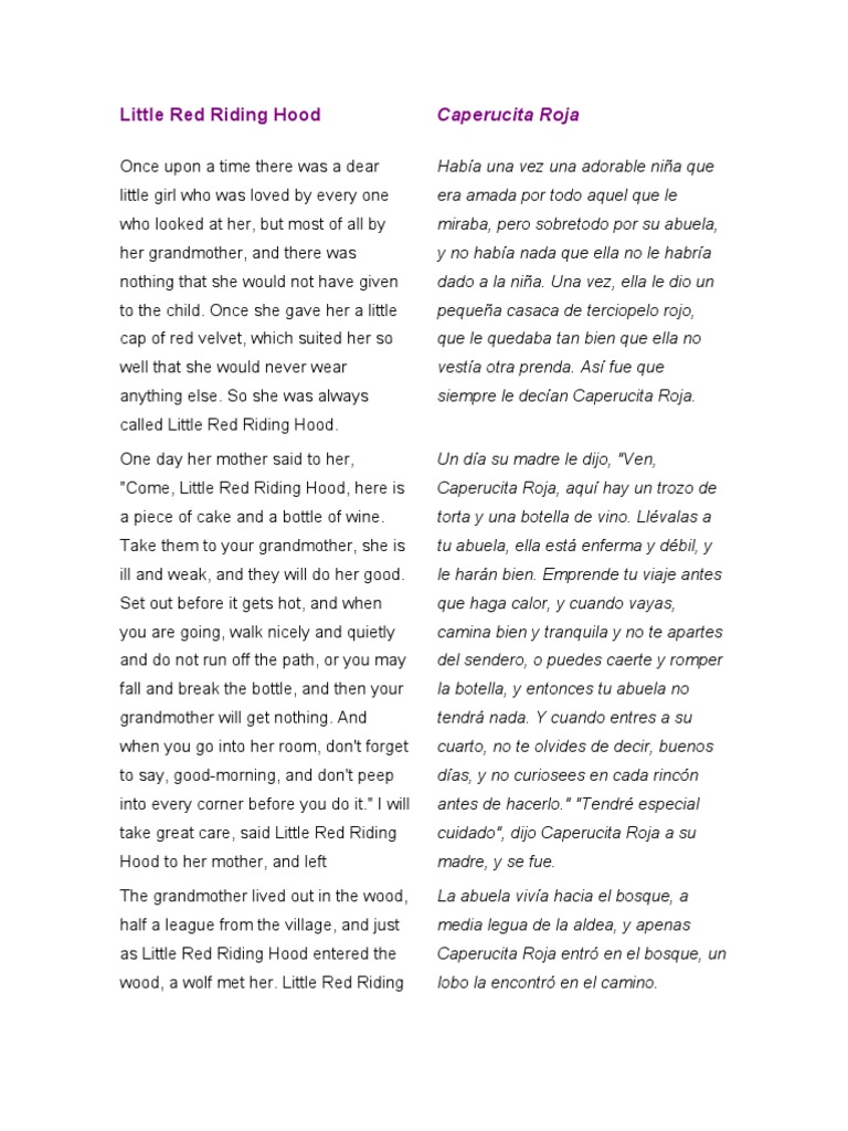 Caperucita Roja - Ingles-Español | PDF