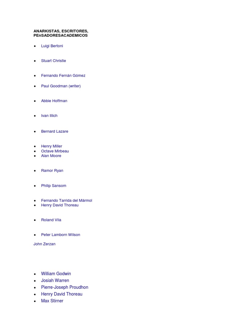 Anarkistas, Escritores, Pensadoresacademicos | PDF