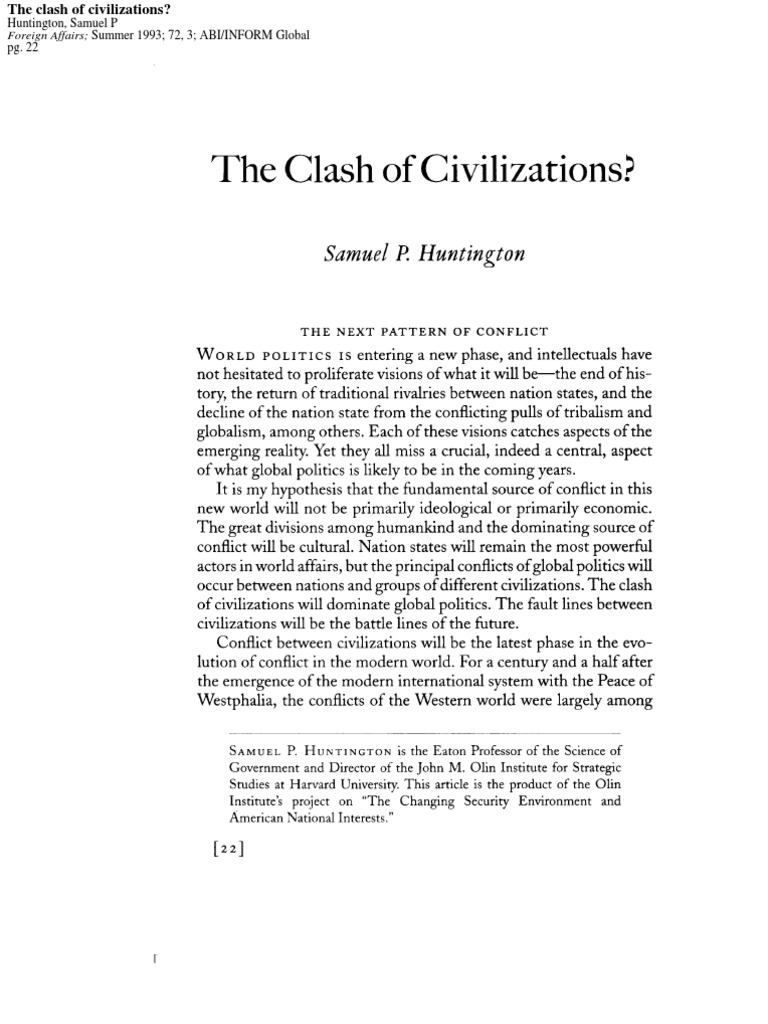 The Clash of Civilizations (S.P. Huntington 1993) | PDF | Anti ...