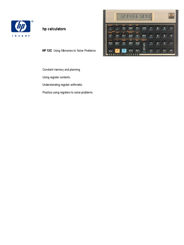 HP 12C Memory Usage Guide | PDF | Calculator | Computer Data Storage