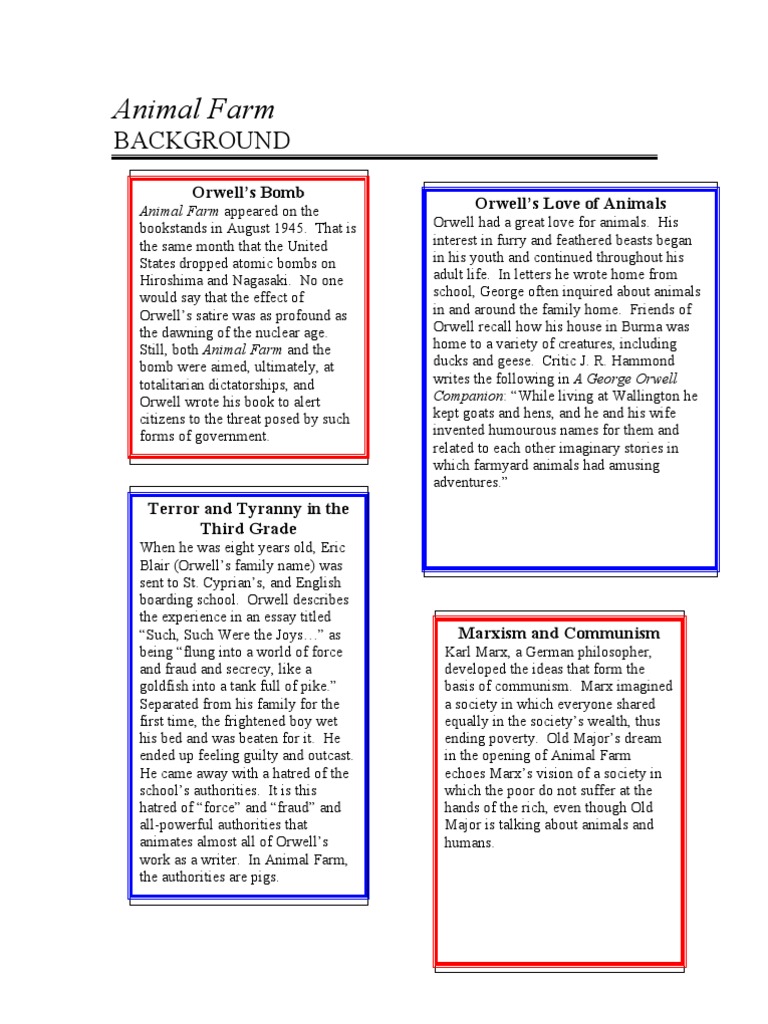 Animal Farm Study Guide (Overview) | Download Free PDF | Joseph Stalin ...
