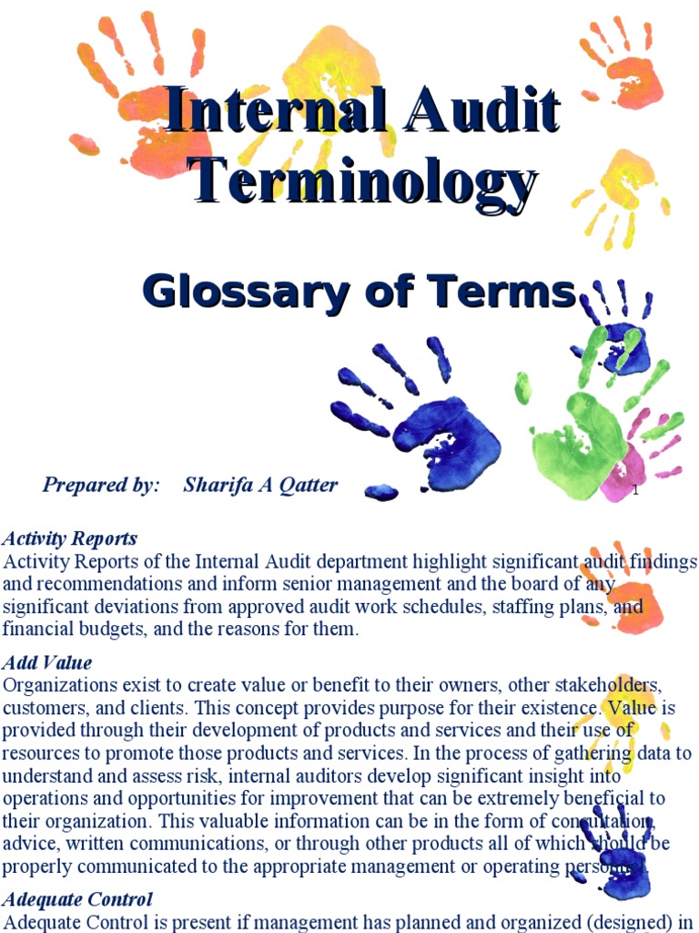 Glossary | PDF | Internal Audit | Internal Control