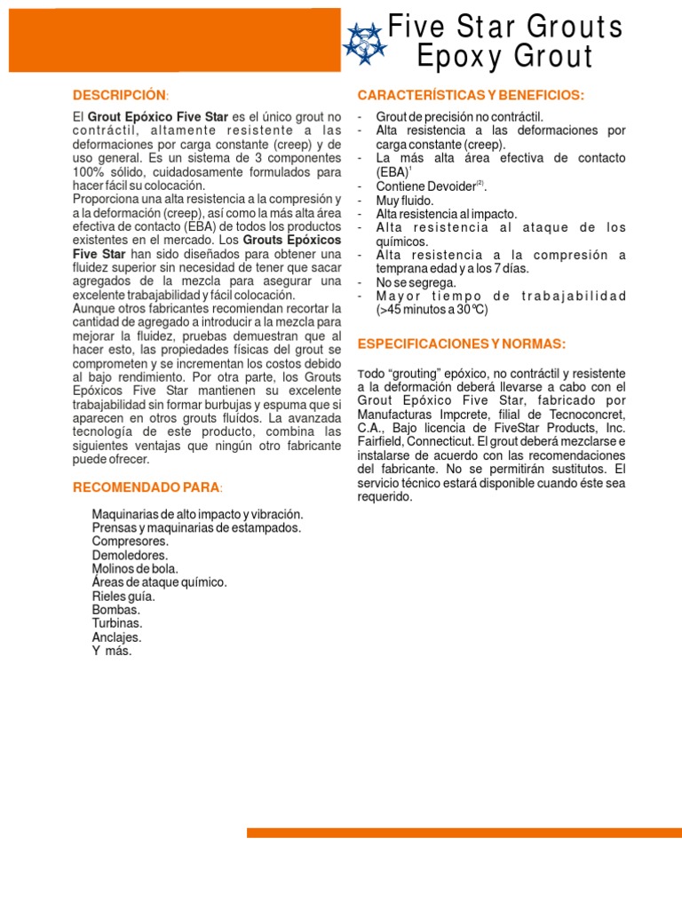 Five Star Grout - Epoxy Grout | PDF | Epoxy | Agua