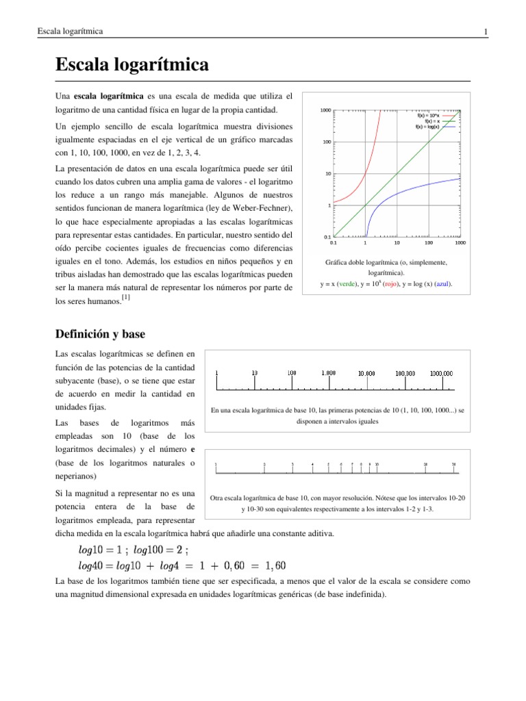 Escala Logarítmica | Descargar gratis PDF | Logaritmo | Cantidades fisicas
