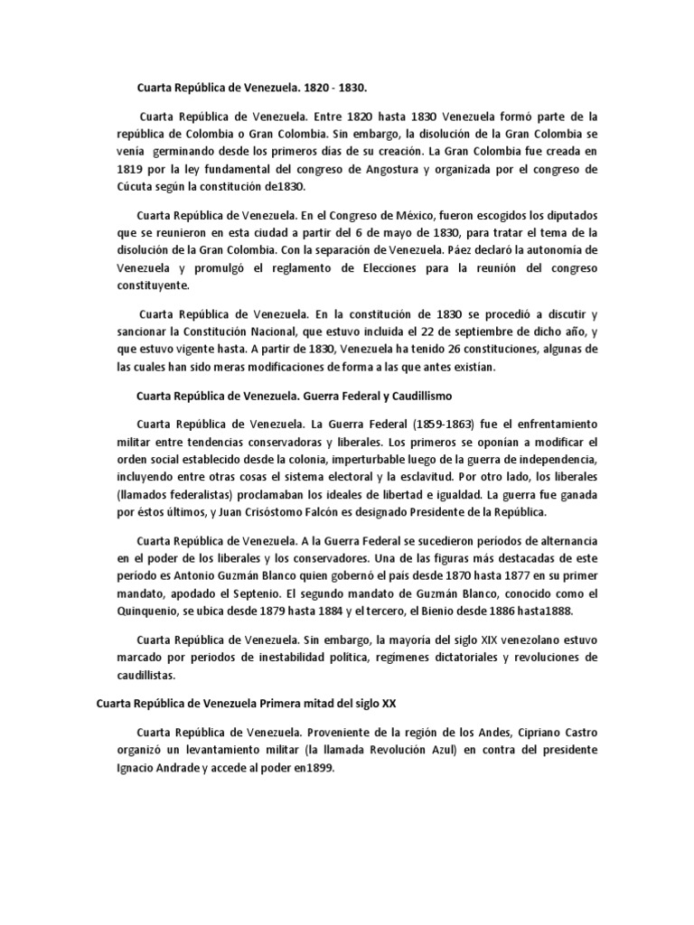 Historia de la Cuarta República de Venezuela | PDF | Venezuela ...