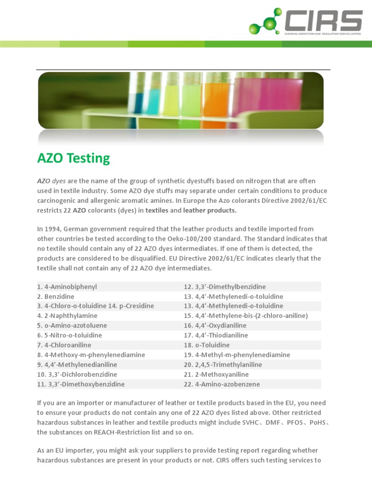 AZO Chemicals List | Dye | Textiles