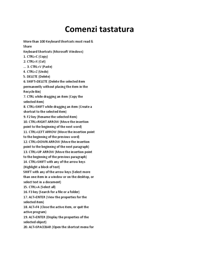 Comenzi Tastatura | PDF | Command Line Interface | Computer Keyboard