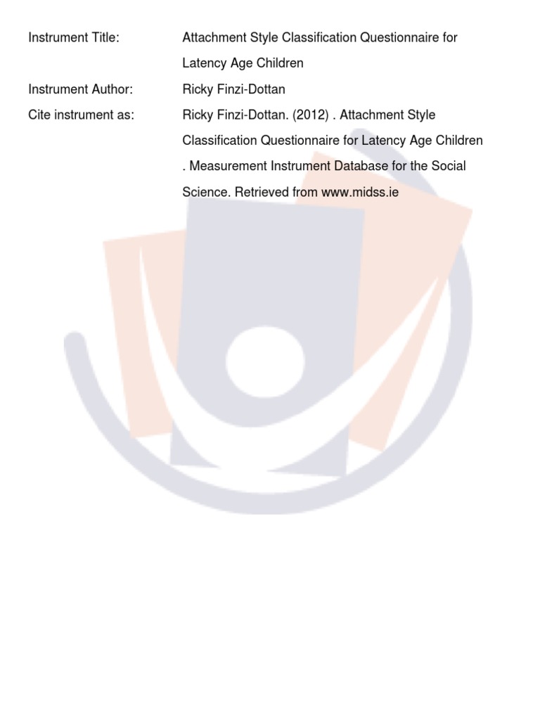 Attachment Style Questionnaire for Children | PDF | Attachment Theory ...