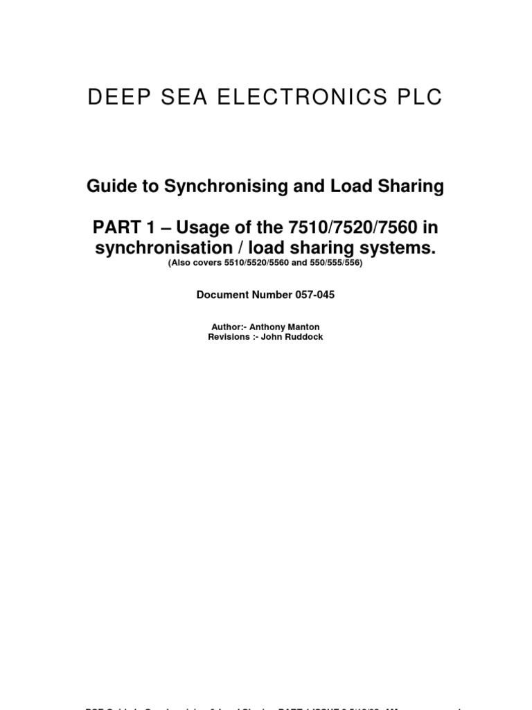 Guide To Sync and Load Share Part 1 | PDF | Mains Electricity ...