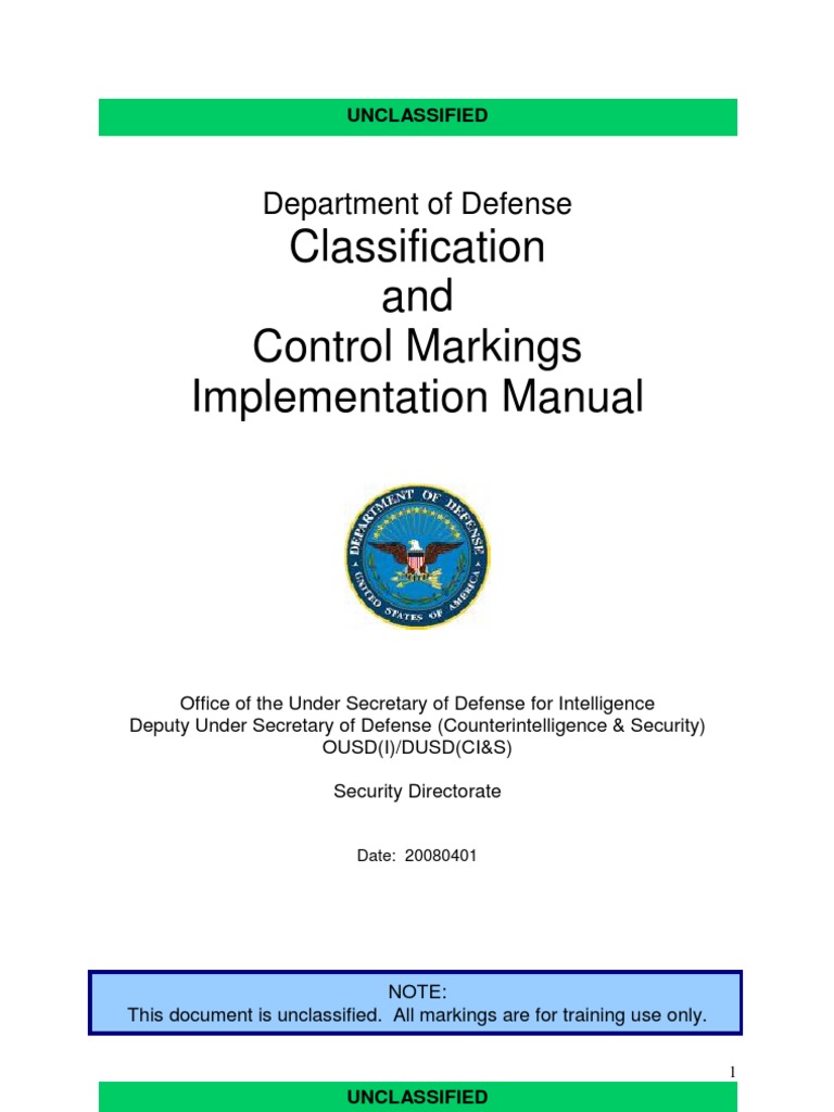 Department of Defense (DoD) Classification and Control Markings ...