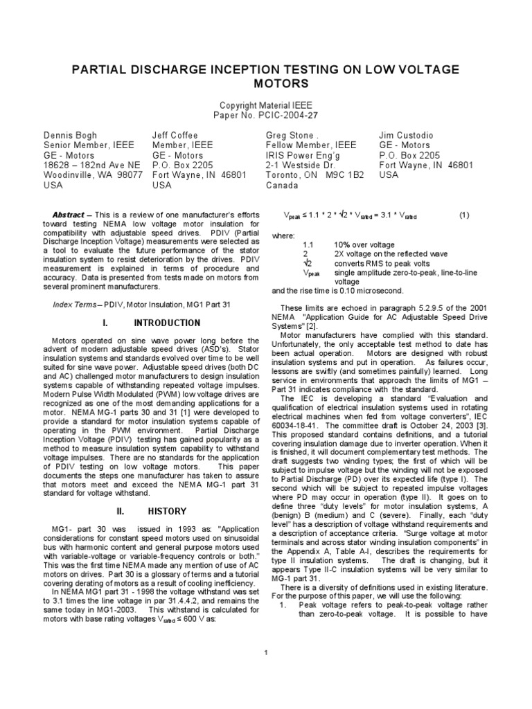 Partial Discharge Inception Testing On Low Voltage | PDF | Insulator ...
