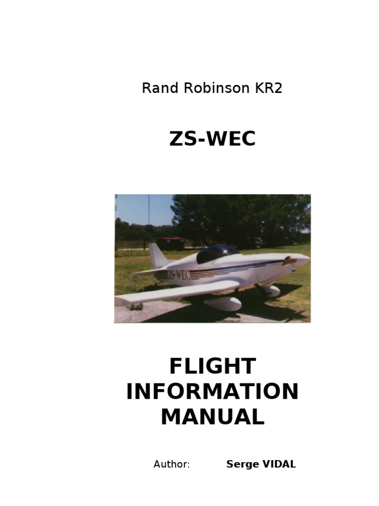 Flight Information Manual for the Rand Robinson KR2 ZS-WEC Amateur ...
