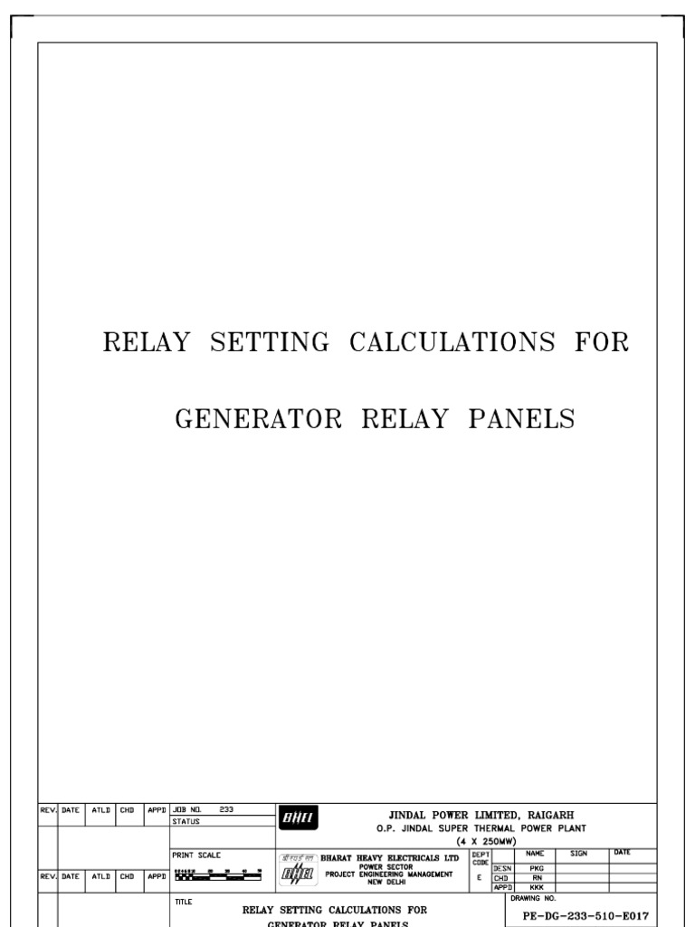 Generator Relay Settings | PDF | Transformer | Relay
