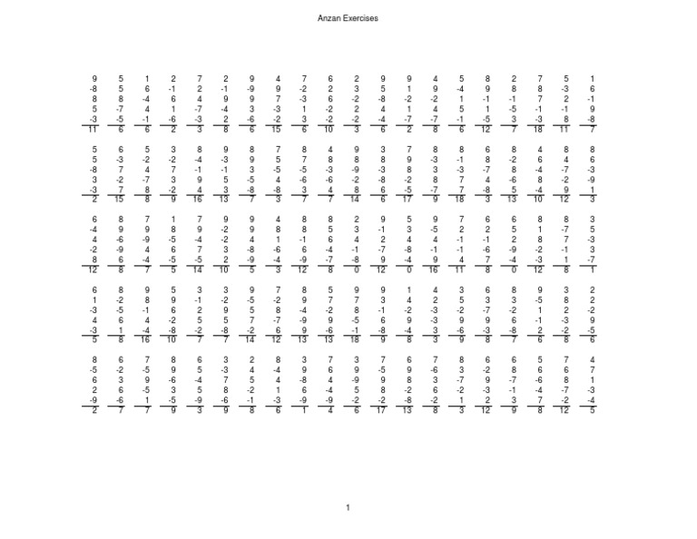 Anzan Math Exercises 2025 | PDF