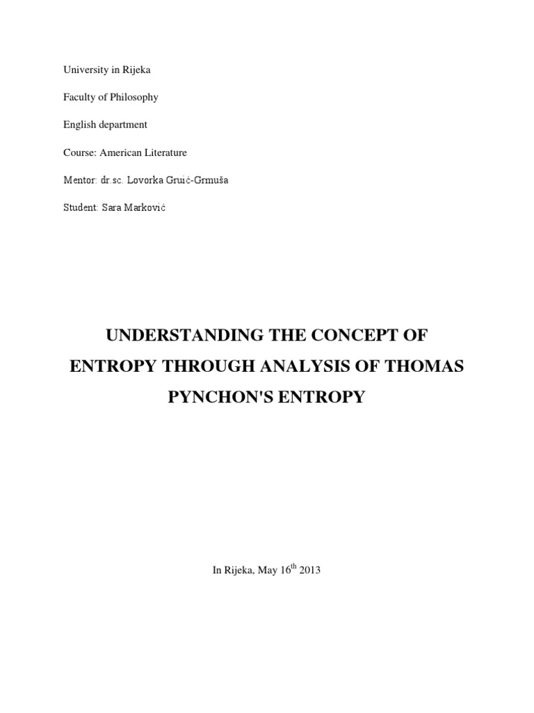 Thermodynamics in Thomas Pynchon's Entropy | PDF | Entropy | Second Law ...