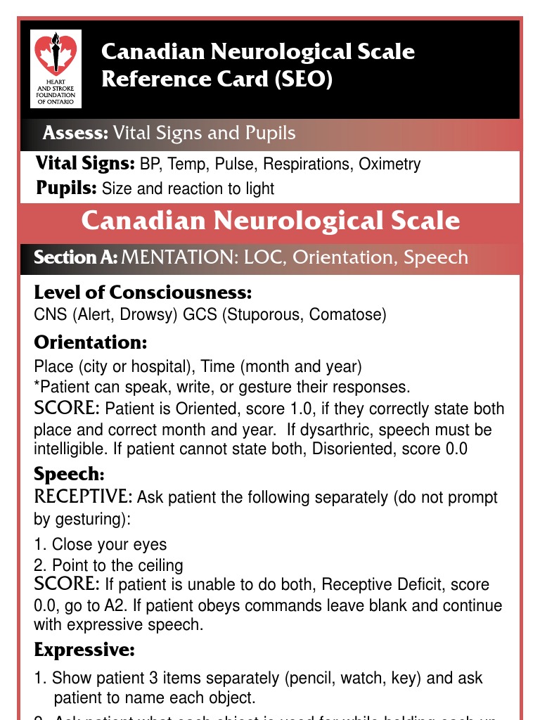 CANADIAN STROKE SCALE | Neurology | Neuroscience