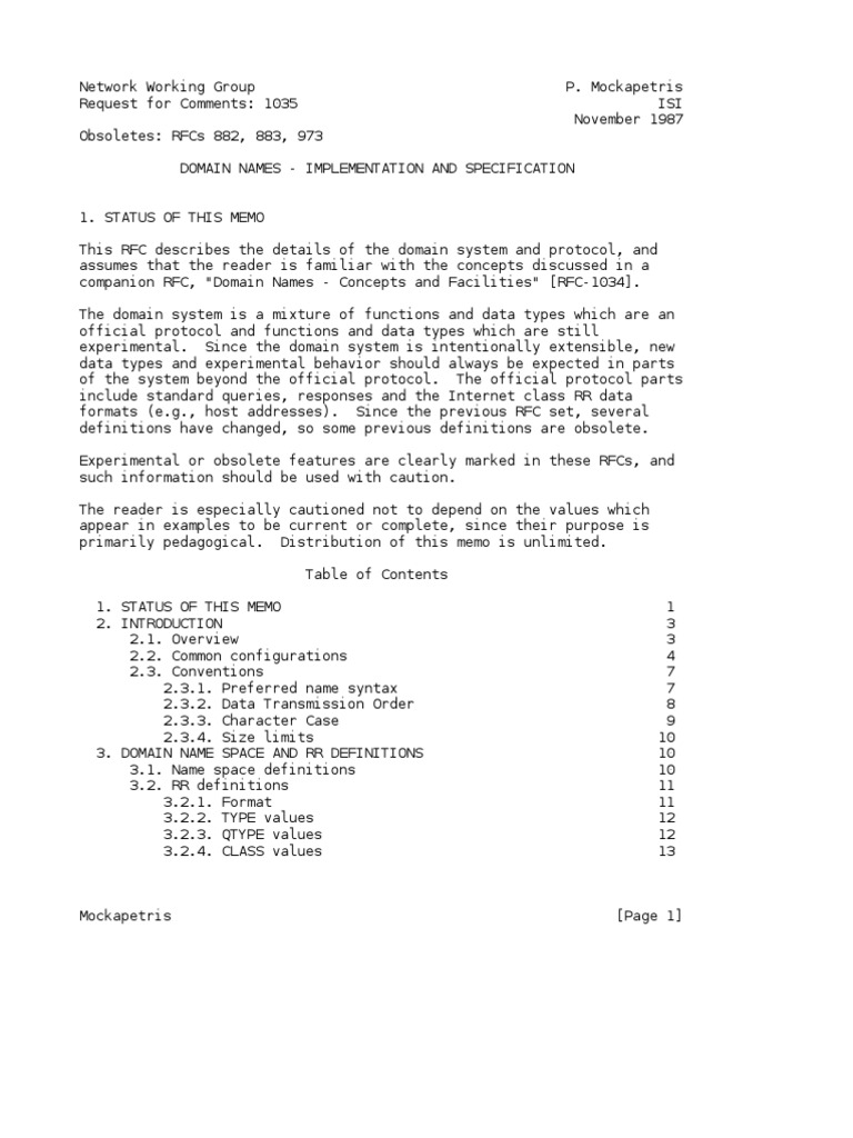 Rfc1035 DNS | PDF