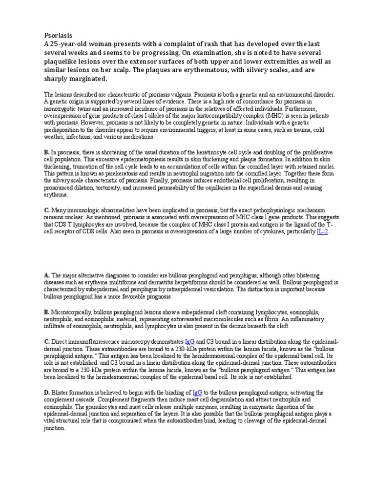 Psoriasis Notes | PDF | Psoriasis | Cutaneous Conditions