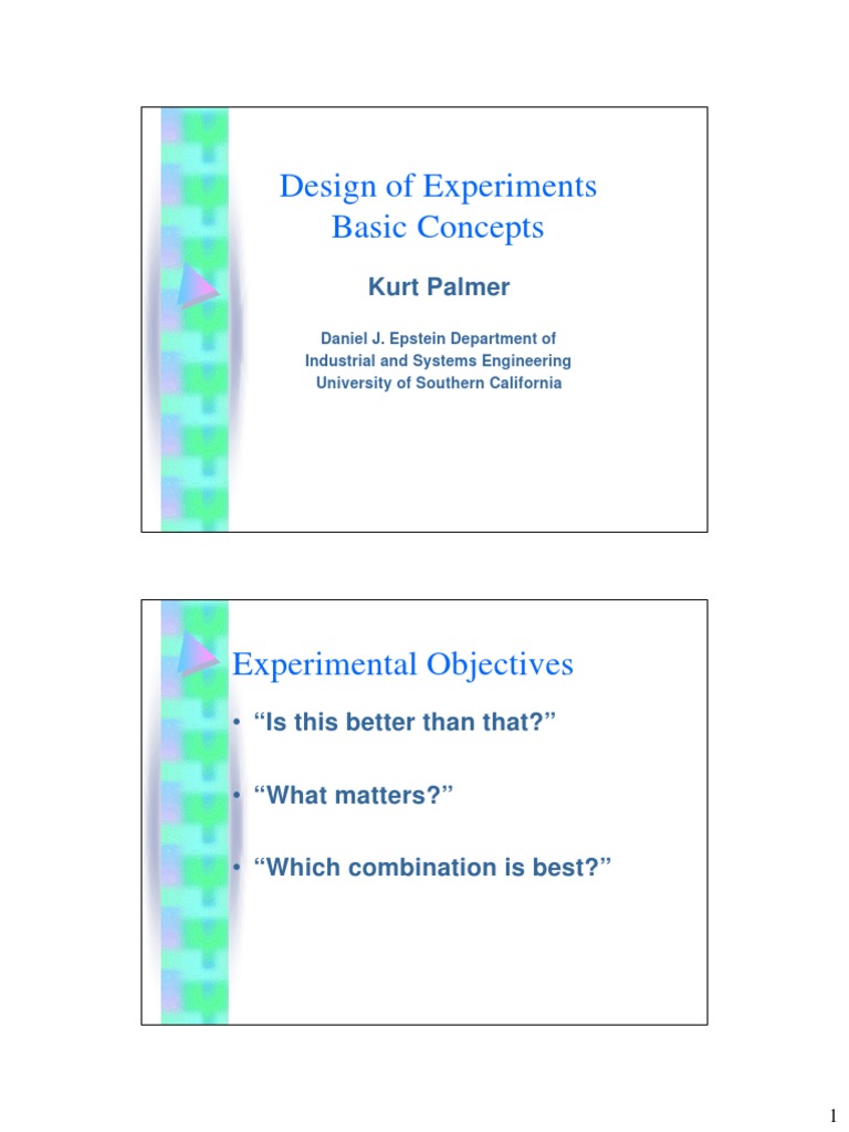 Design of Experiments Basic Concepts: Kurt Palmer | PDF | Observational Error | Experiment