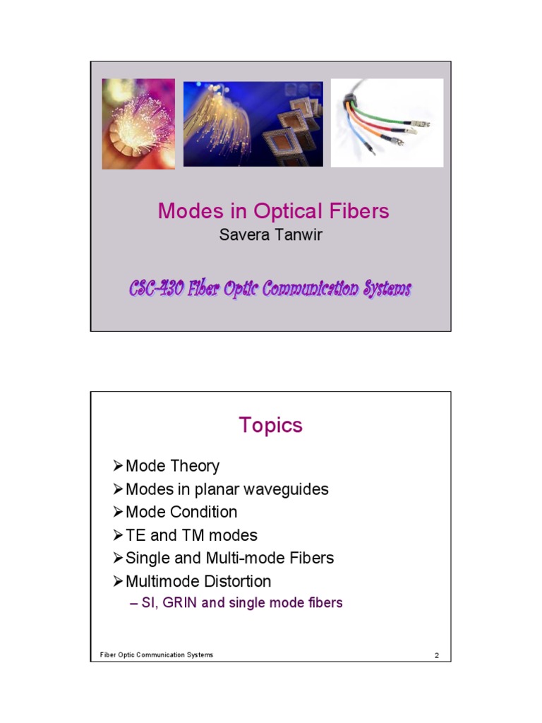 Modes in Optical Fibers | PDF | Optical Fiber | Dispersion (Optics)
