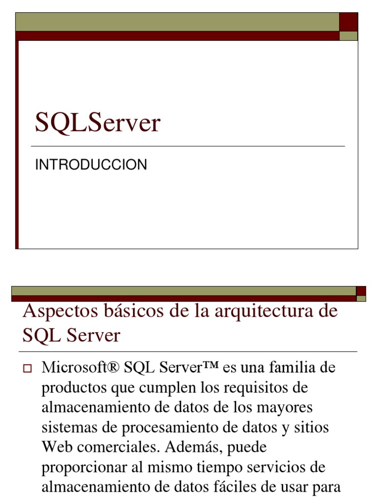 SQLServer | PDF | Servidor SQL de Microsoft | Gestión de datos