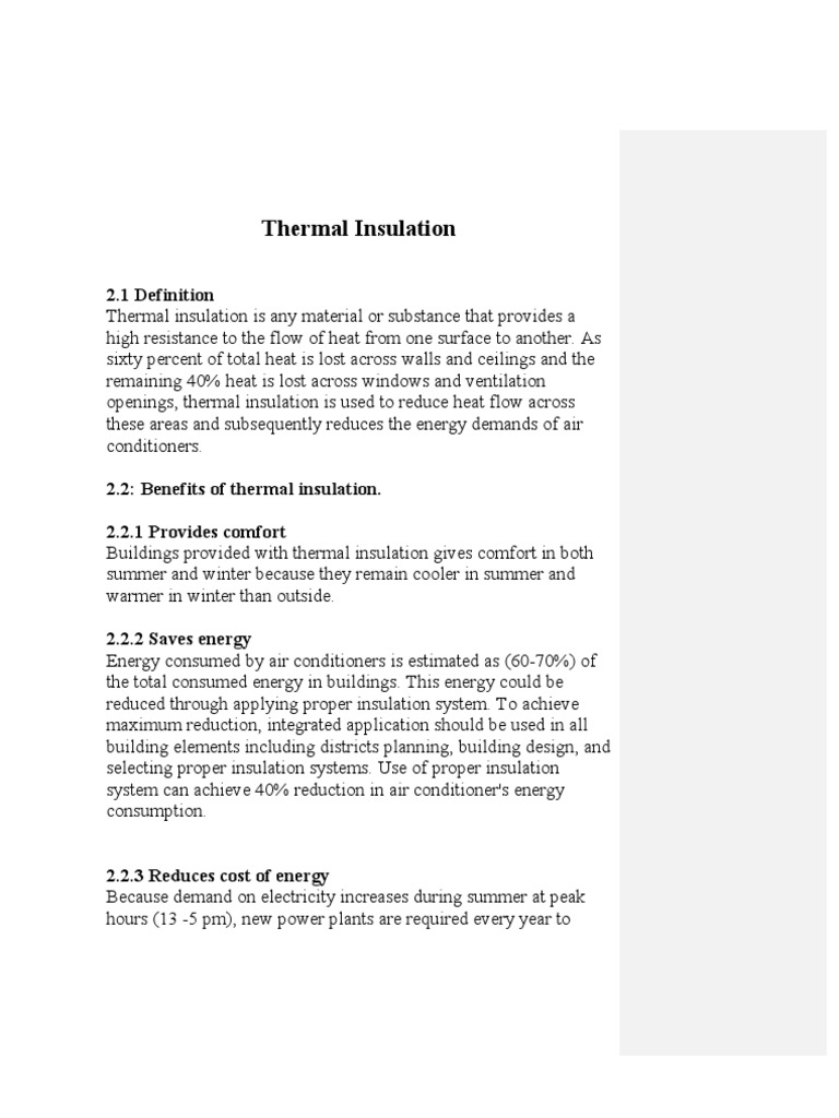Thermal Insulation: 2.1 Definition | PDF | Building Insulation ...