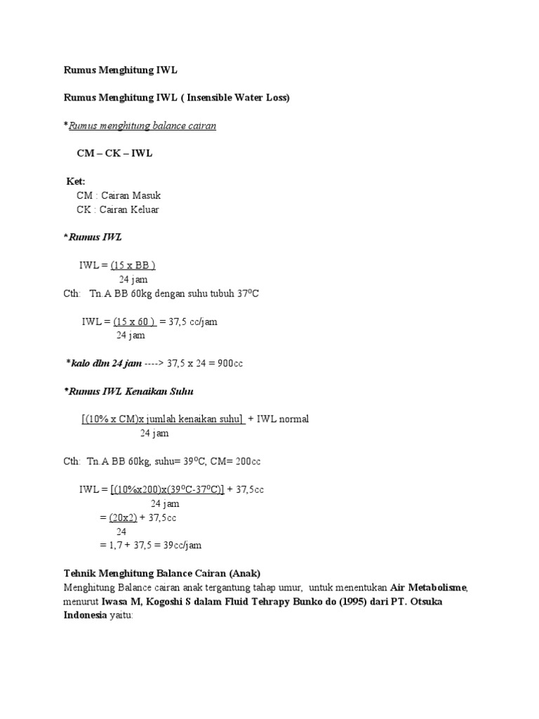 Rumus Menghitung IWL | PDF
