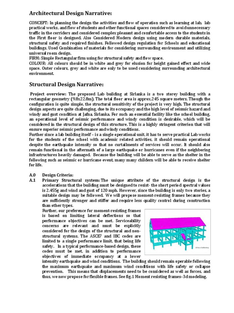 Structural Design Narrative for a Proposed Laboratory Building in Sri ...