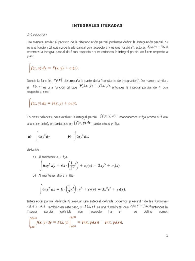 Integrales Iteradas Listo | PDF | Integral | Análisis matemático