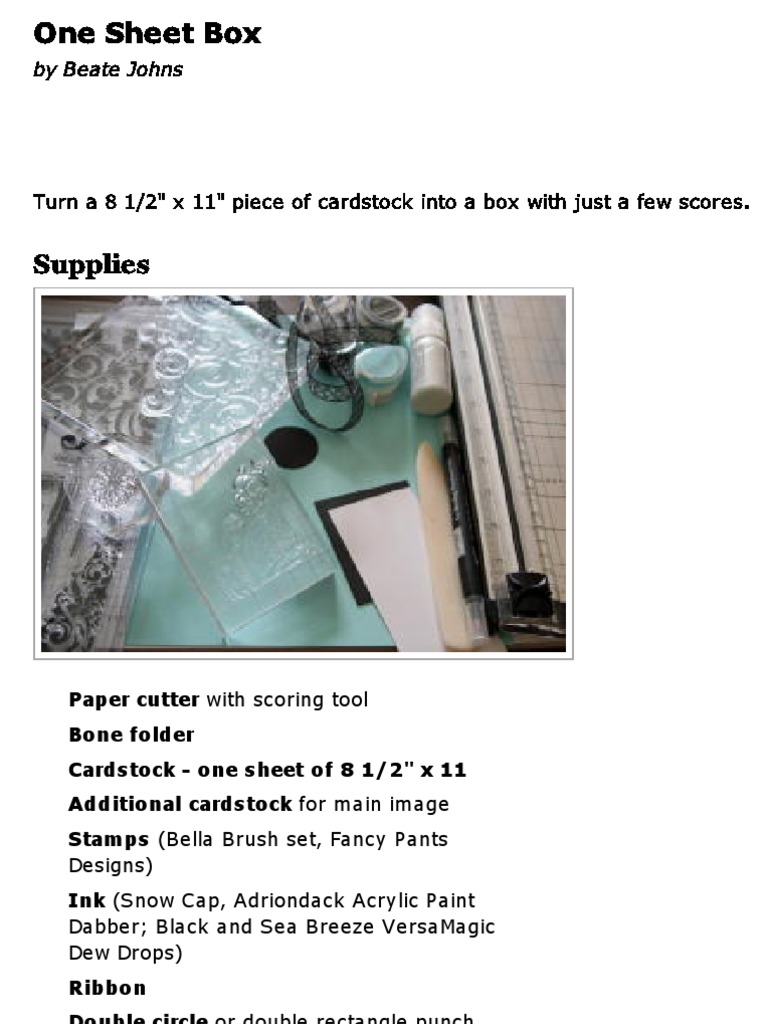 One Sheet Box Craft Tutorial | PDF | Art
