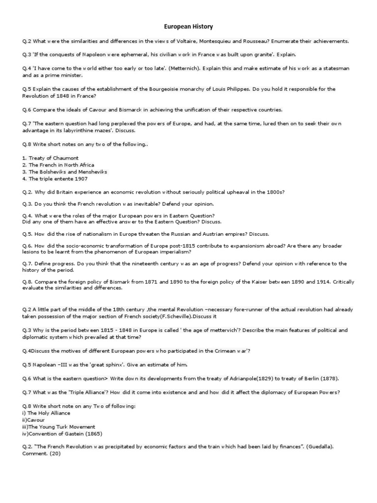 European History | PDF | Otto Von Bismarck | History Of Europe