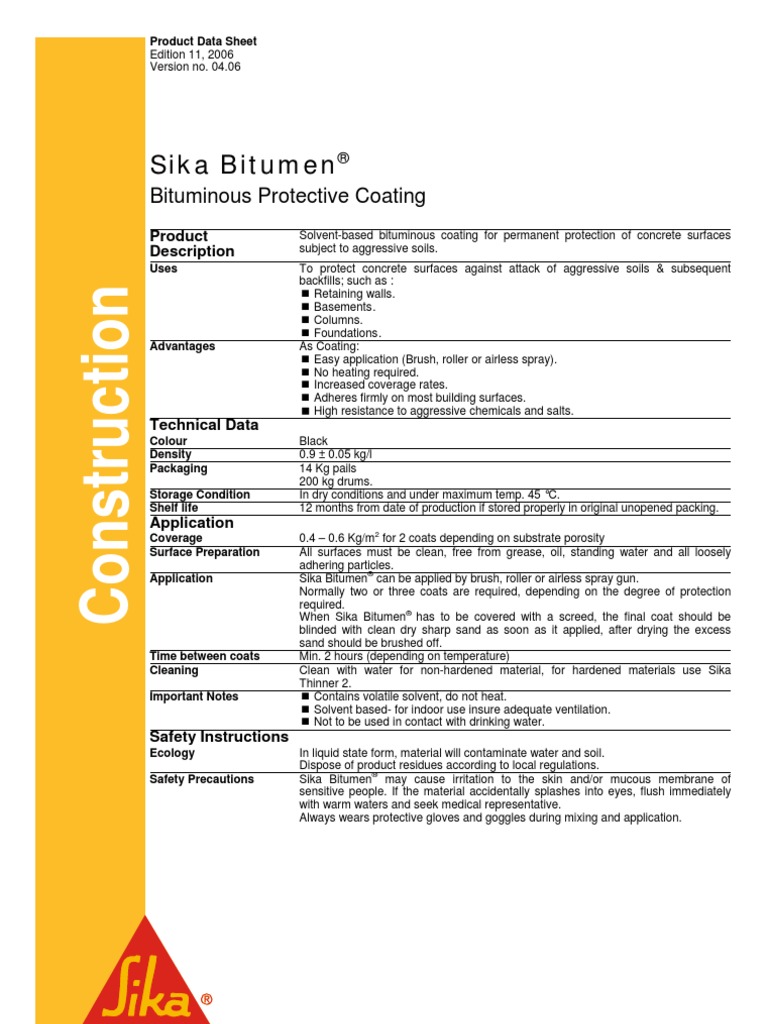 Sika Bitumen | PDF | Asphalt | Soil
