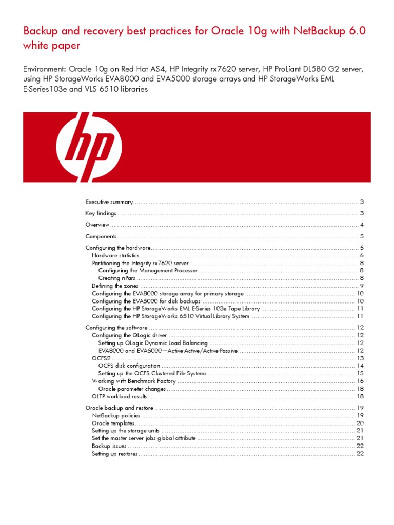 Backup and Recovery Best Practices For Oracle 10g With NetBackup 6.0 ...